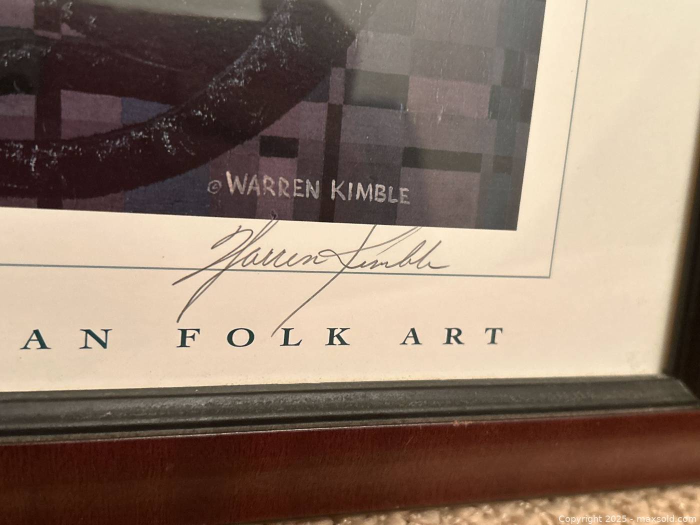Warren Kimble signed framed folk art print | Maxsold