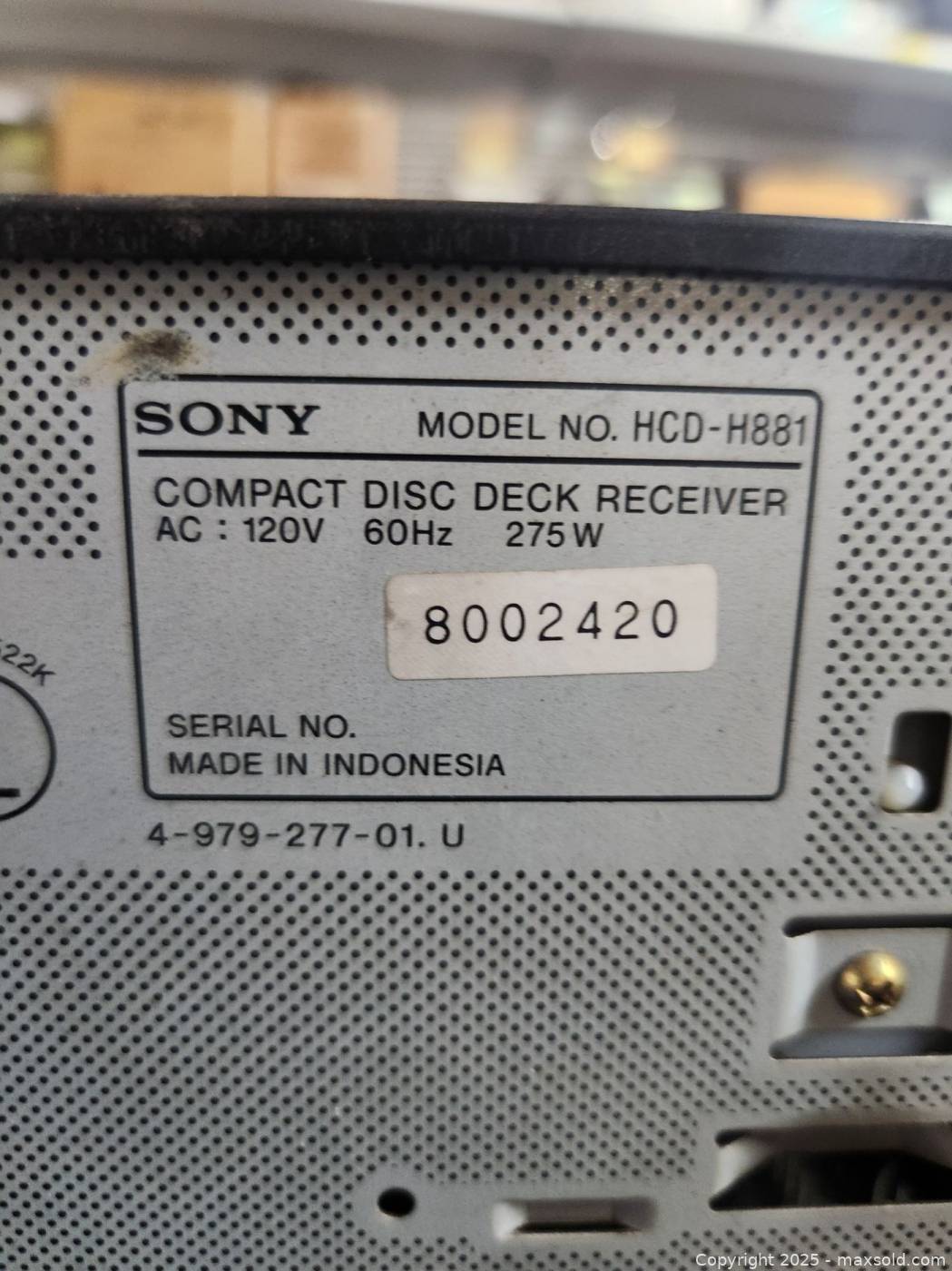 Sony HCD-H881 compact disc deck receiver | Maxsold