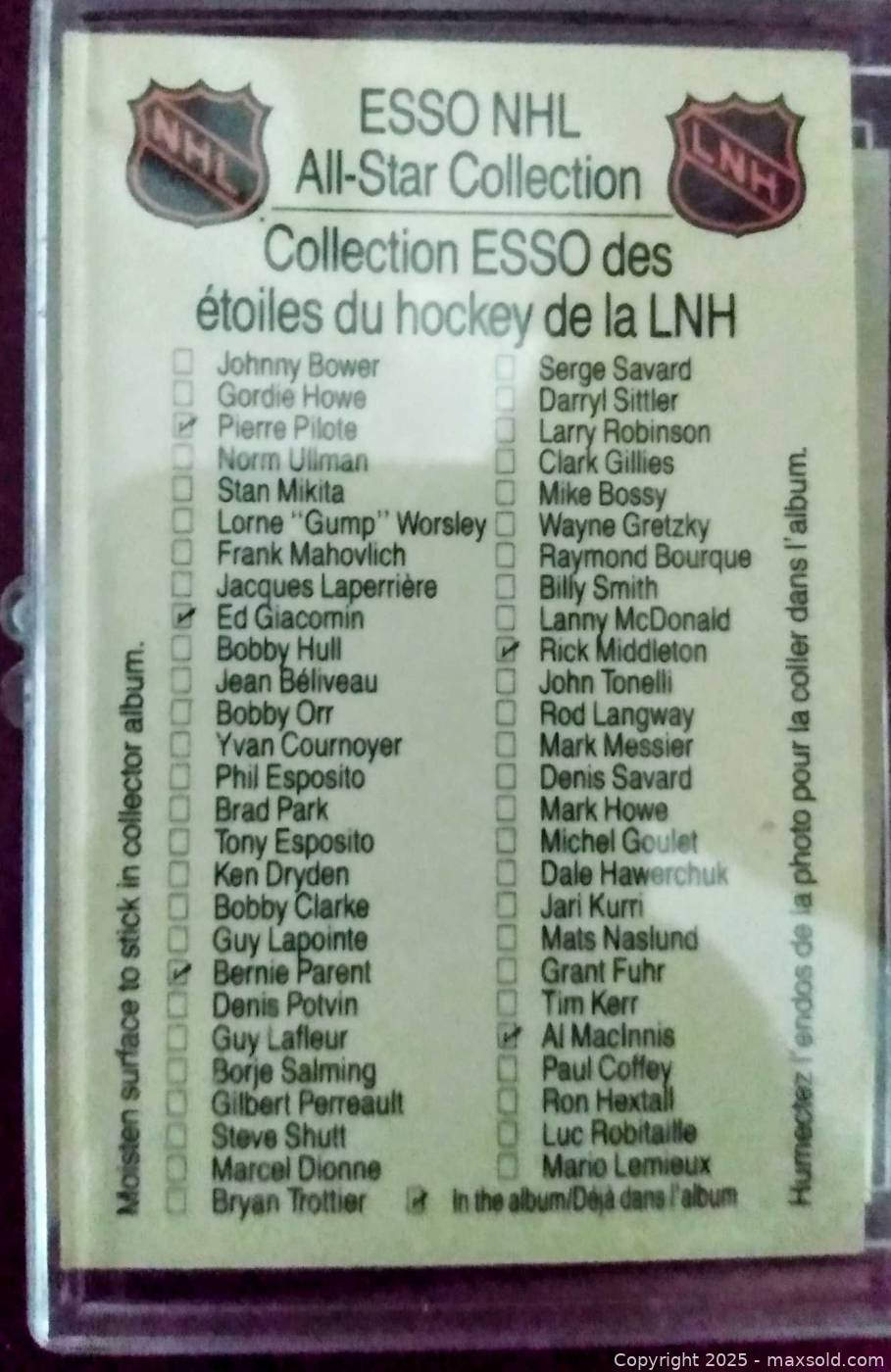 Esso NHL All-Star Sticker Album, Complete 53-Sticker Set & 1992 ...