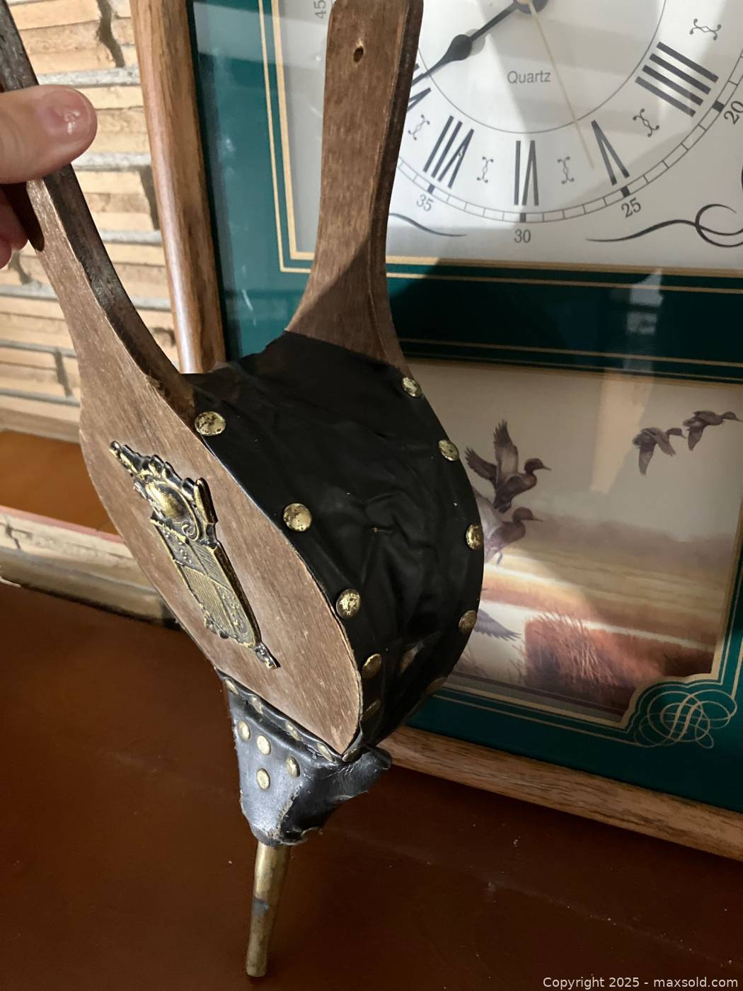 Ingraham Quartz wall clock and fireplace bellows | Maxsold