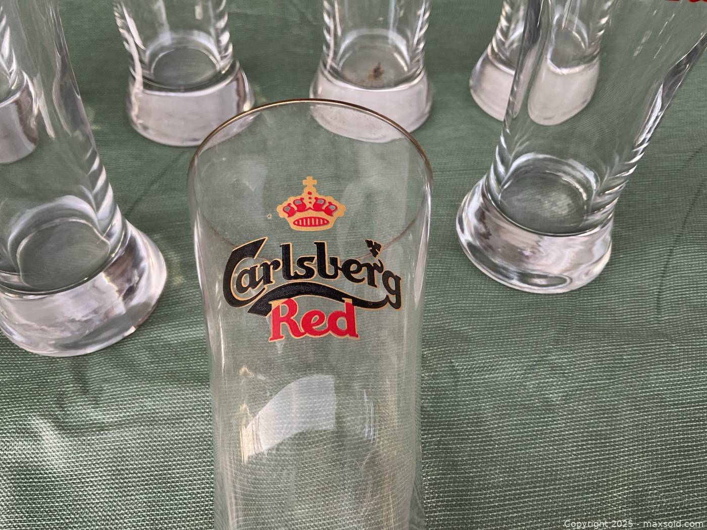 Carlsberg Red beer glasses, set of 9 | Maxsold