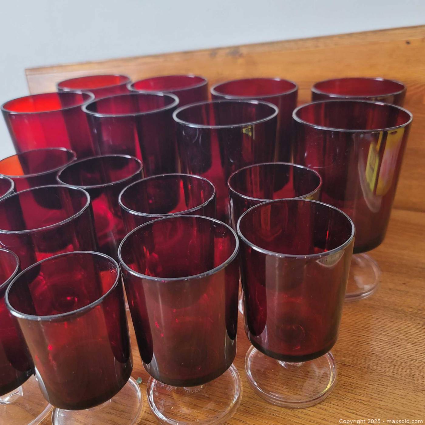 18 Ruby Red Luminarc Footed Glasses | Maxsold