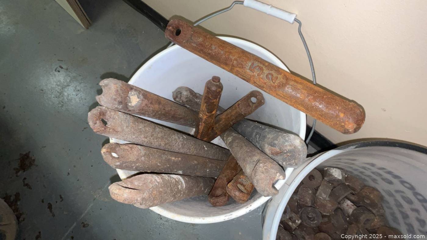 Two buckets cast iron window sash counterweights | Maxsold