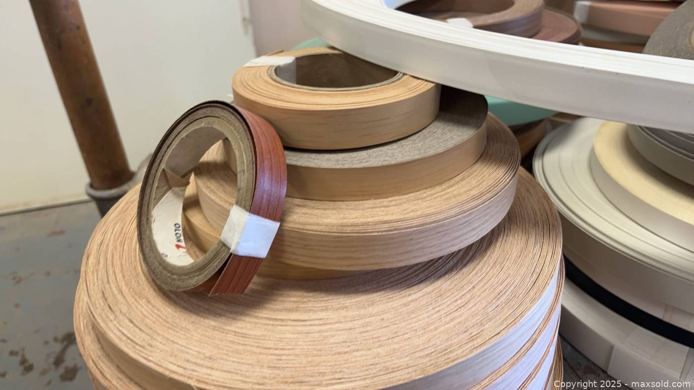 Assorted edge banding rolls wood PVC vinyl | Maxsold