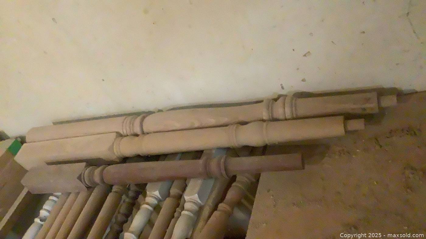 Wood spindles, posts, three-drawer cabinet | Maxsold