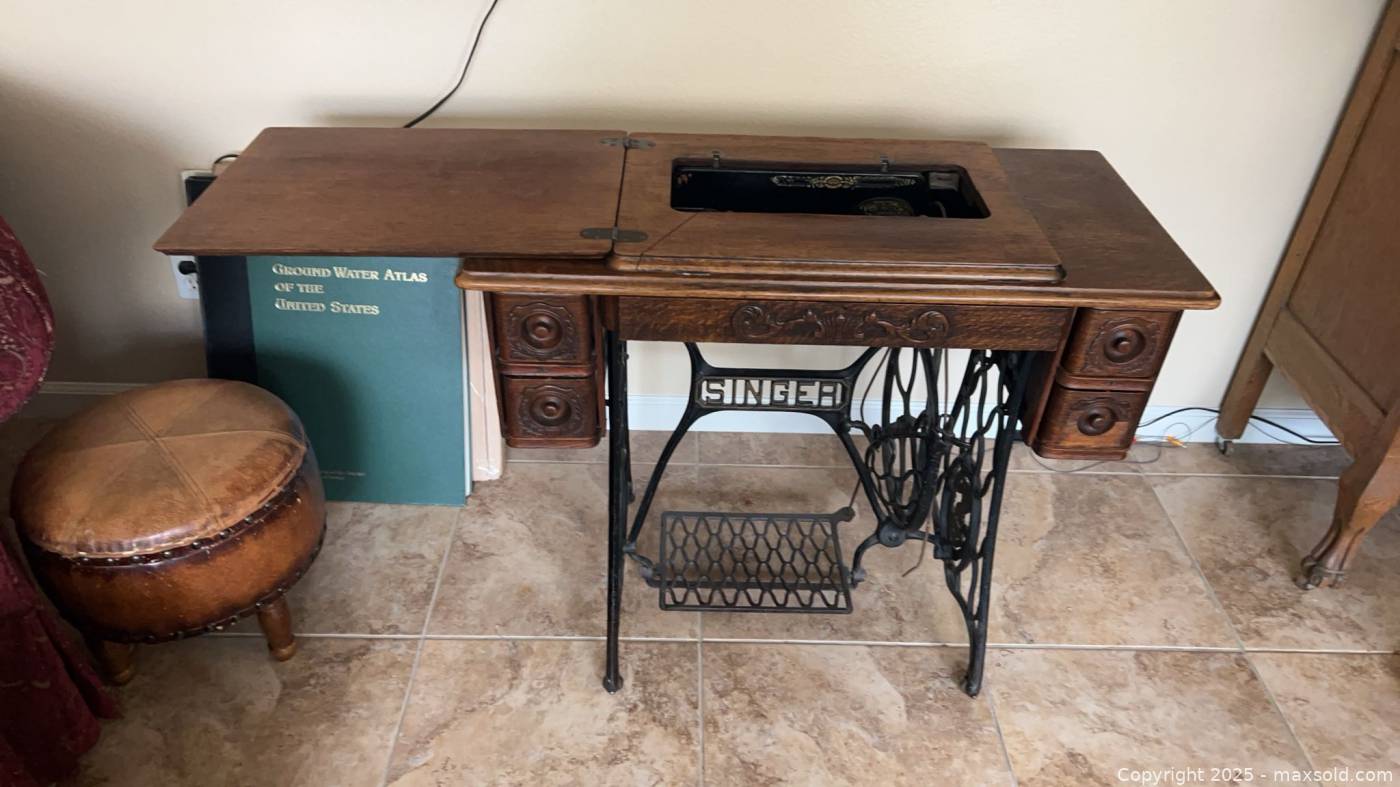 Singer Red Eye Treadle Sewing Machine | Maxsold