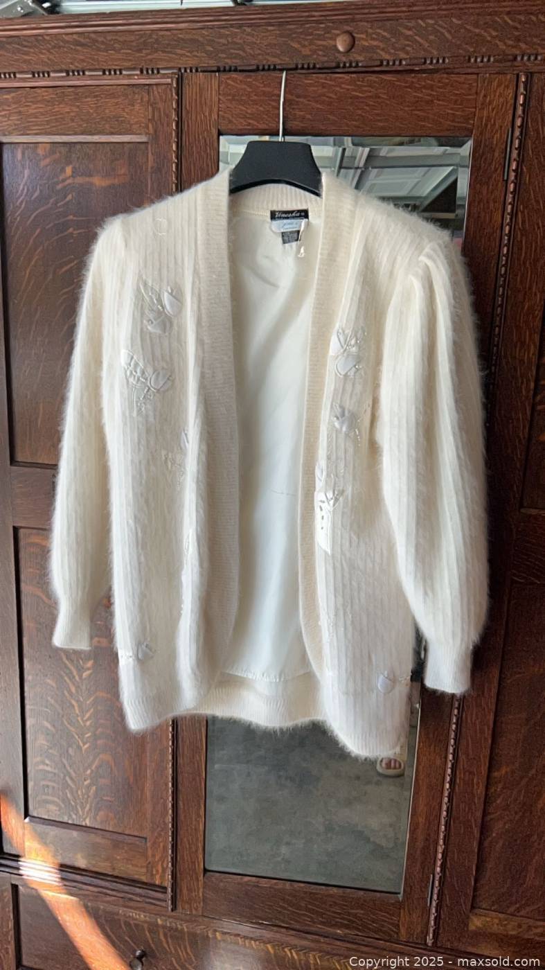Vintage Venesha Angora Cardigan Sweater | Maxsold