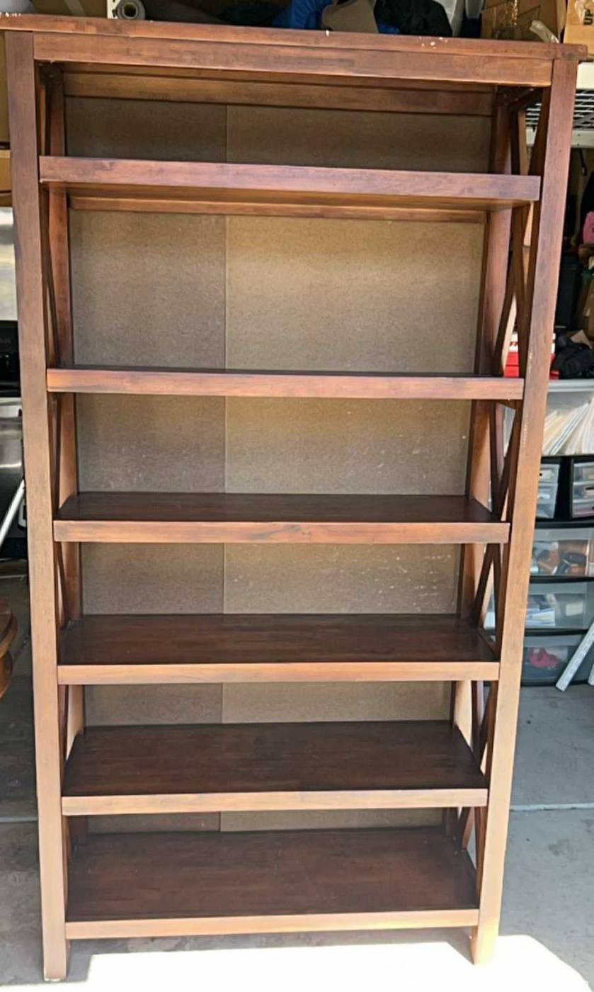 6-Shelf Brown Wood Bookcase 38x14x72" | Maxsold