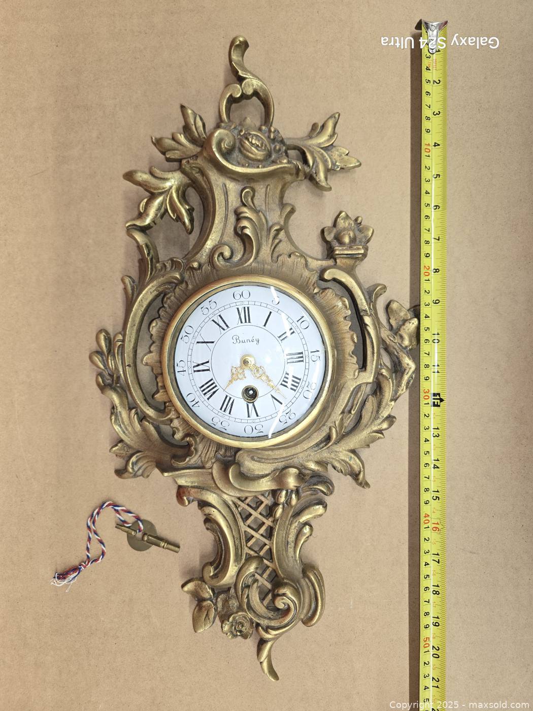 Antique Buney French Provincial Brass Wall Clock With Key | Maxsold