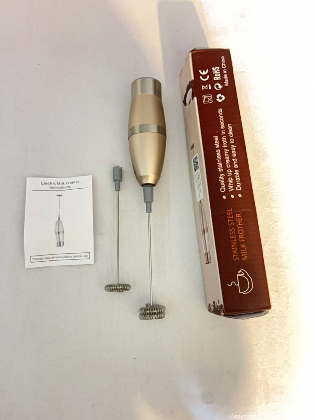 Handheld Stainless Steel Milk Frother With Two Whisks | Maxsold