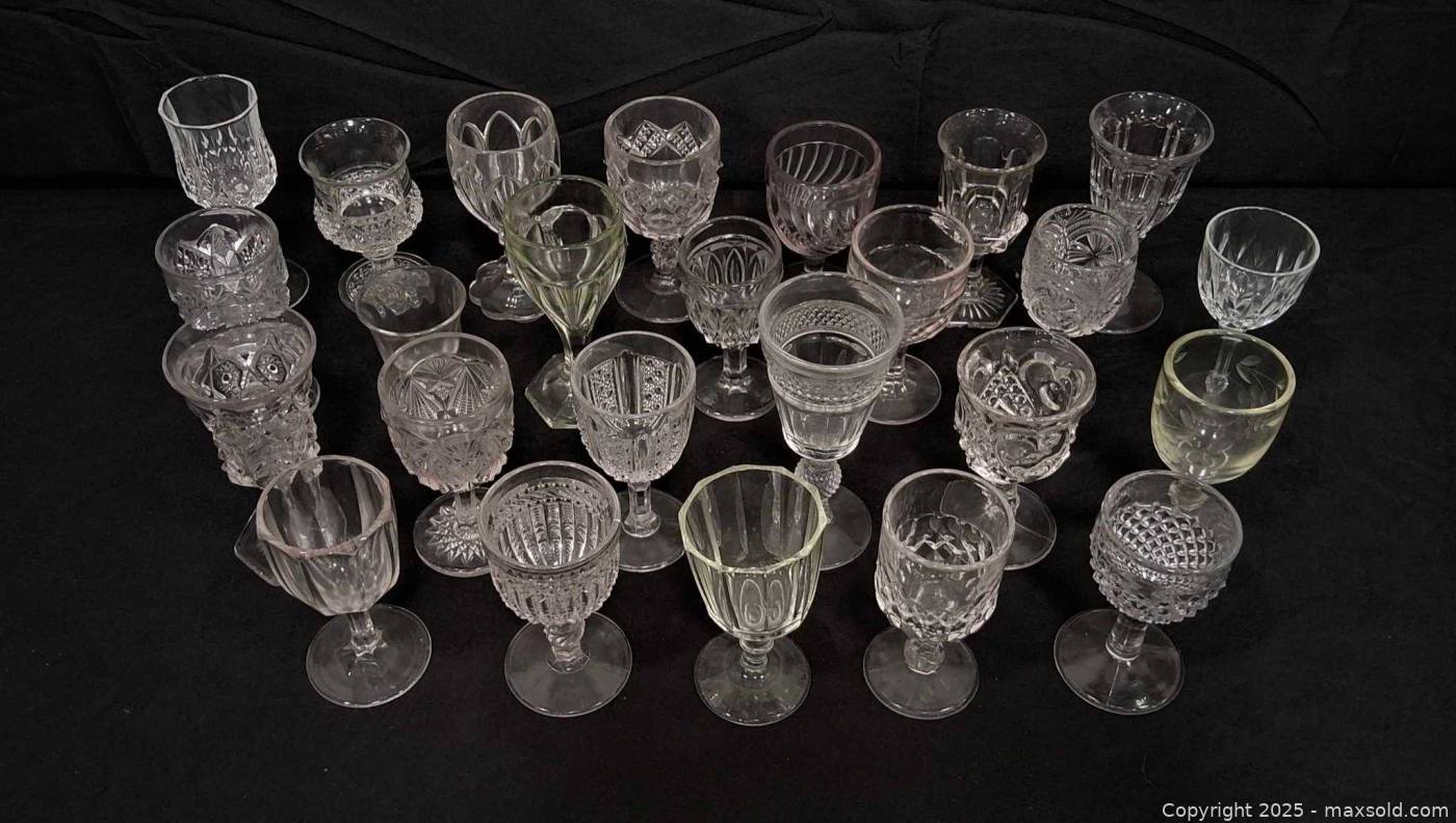 25 assorted small clear glass goblets | Maxsold