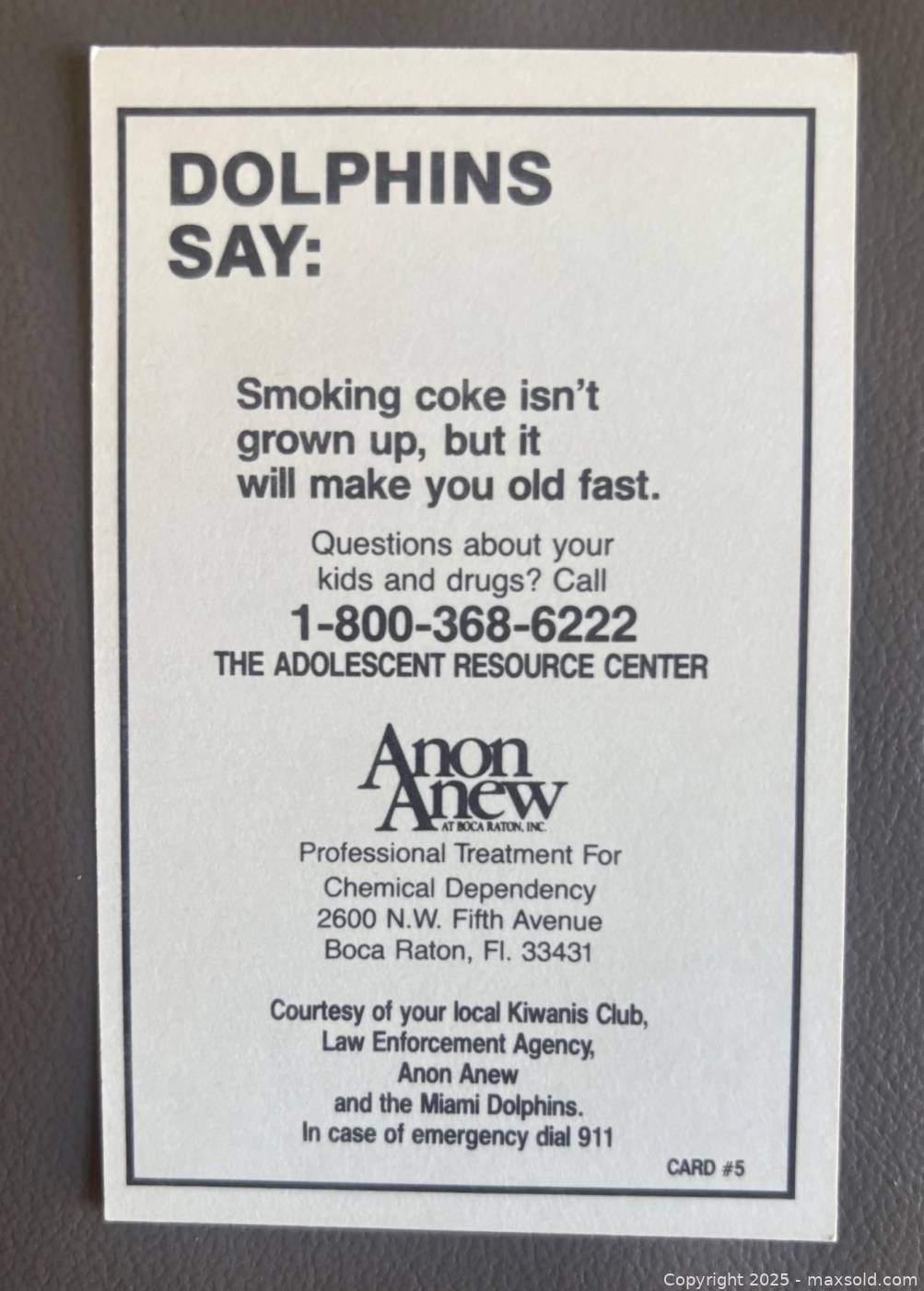 1986 Miami Dolphins Police football card set | Maxsold