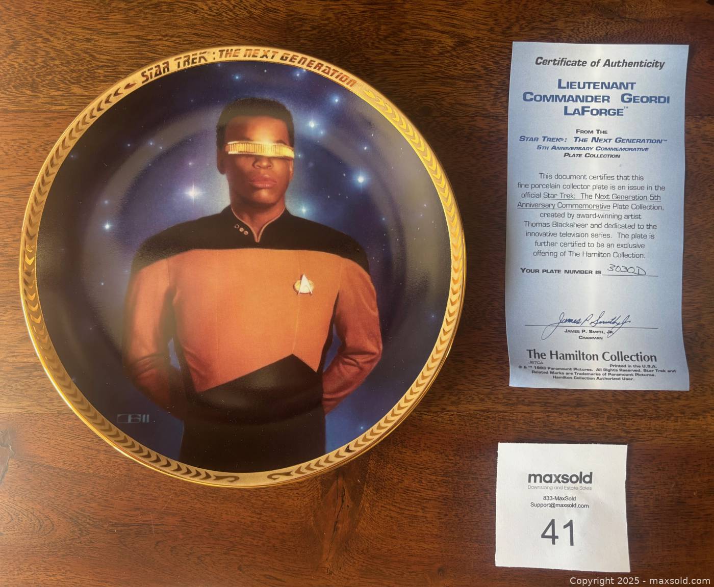 1993 Star Trek TNG Geordi LaForge collector plate | Maxsold
