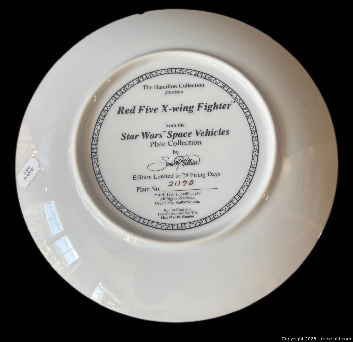 1995 Hamilton Collection Star Wars Red Five X-Wing Fighter Plate | Maxsold