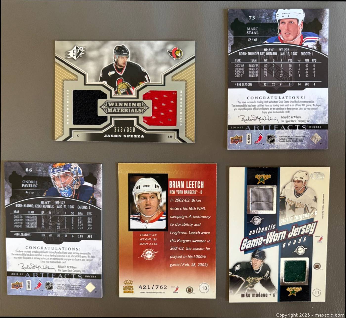 NHL game-worn jersey patch cards, lot of 5 | Maxsold