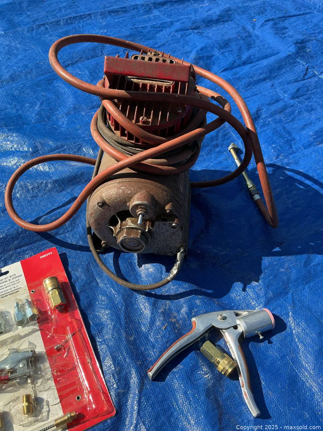 Vintage Sears air compressor & air tool kit | Maxsold