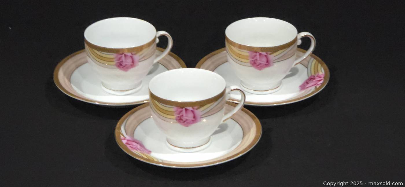 Charles Saad porcelain cups and saucers 6-piece set | Maxsold