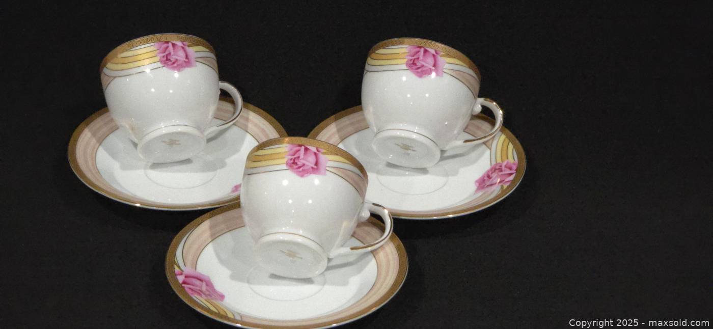 Charles Saad porcelain cups and saucers 6-piece set | Maxsold