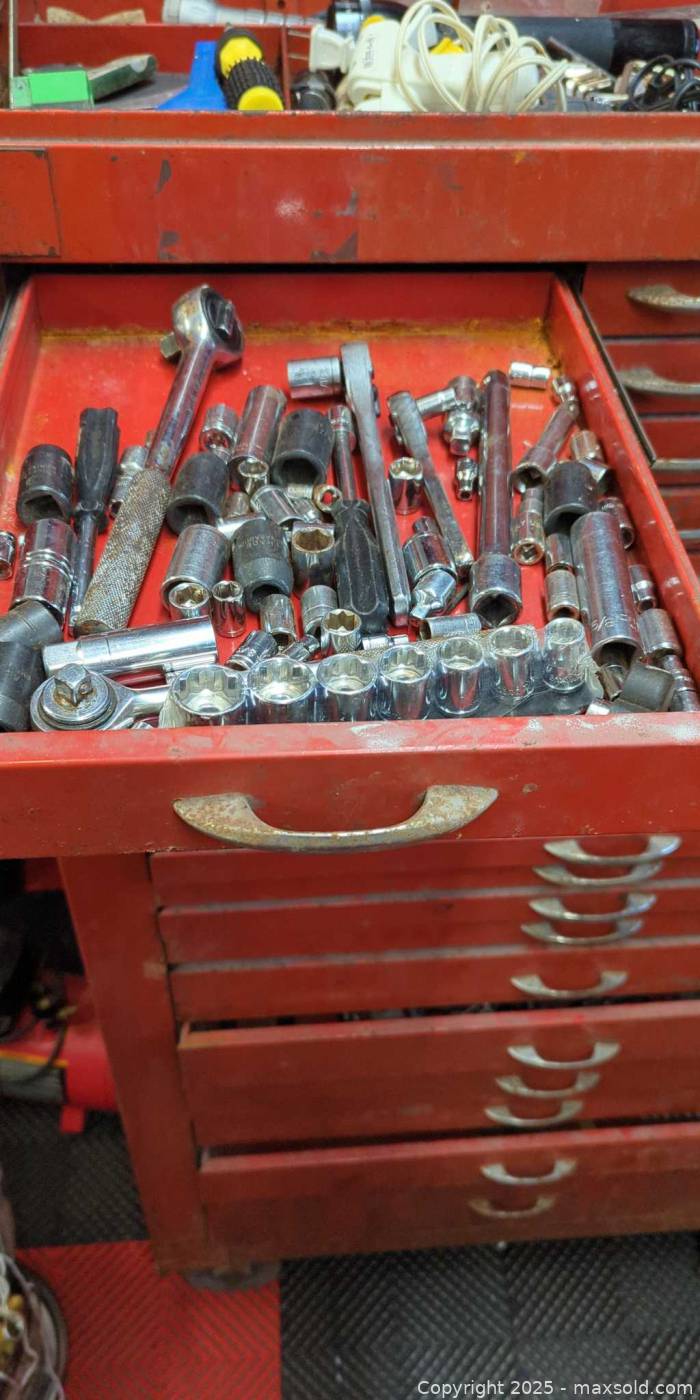 Cornwell rolling tool chest with assorted hand tools | Maxsold