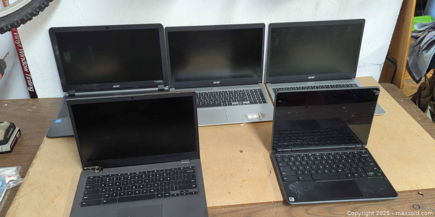 Five broken laptops for parts or repair | Maxsold