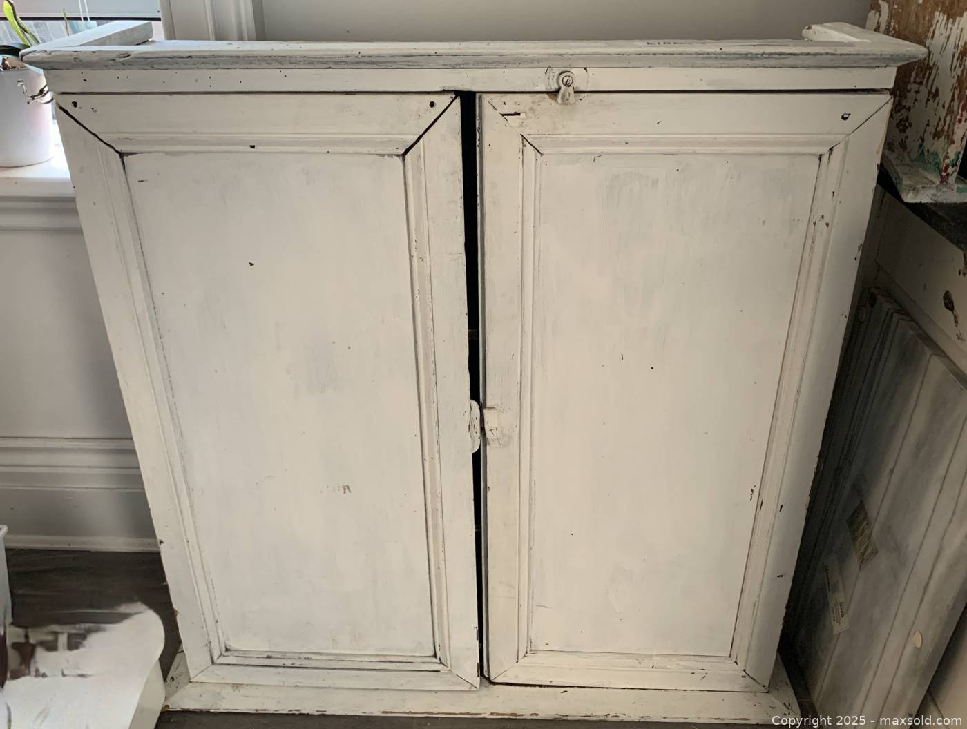 Antique painted wood jam cupboard | Maxsold