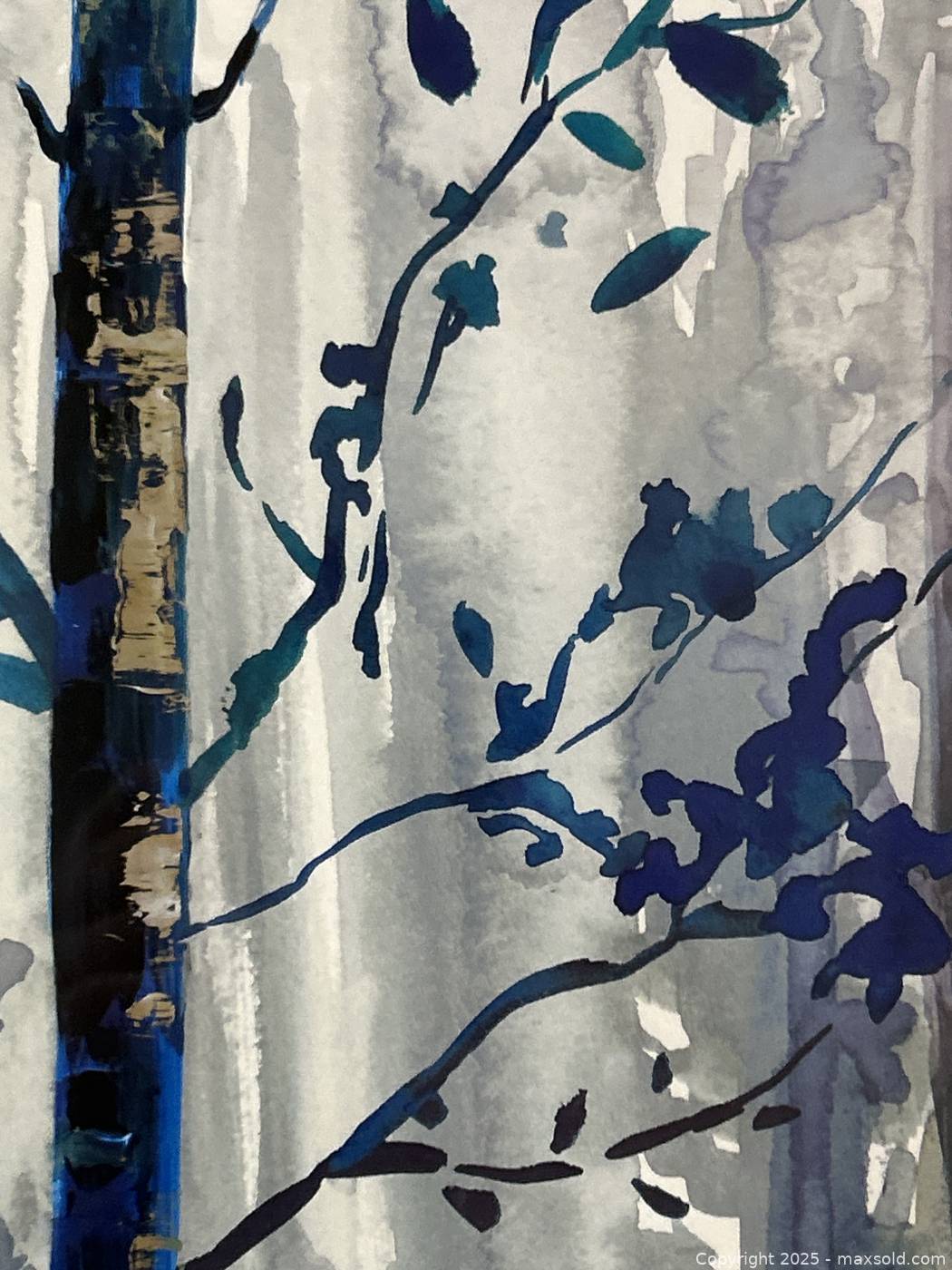 Abstract Blue Tree Framed Print | Maxsold