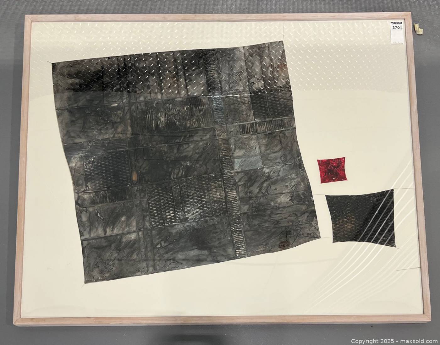 Signed Lee Burr framed mixed-media tile art print | Maxsold