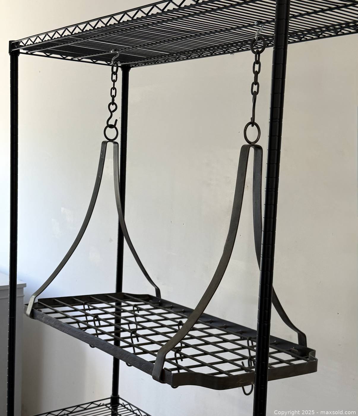 Rectangular steel hanging pot rack with hooks | Maxsold