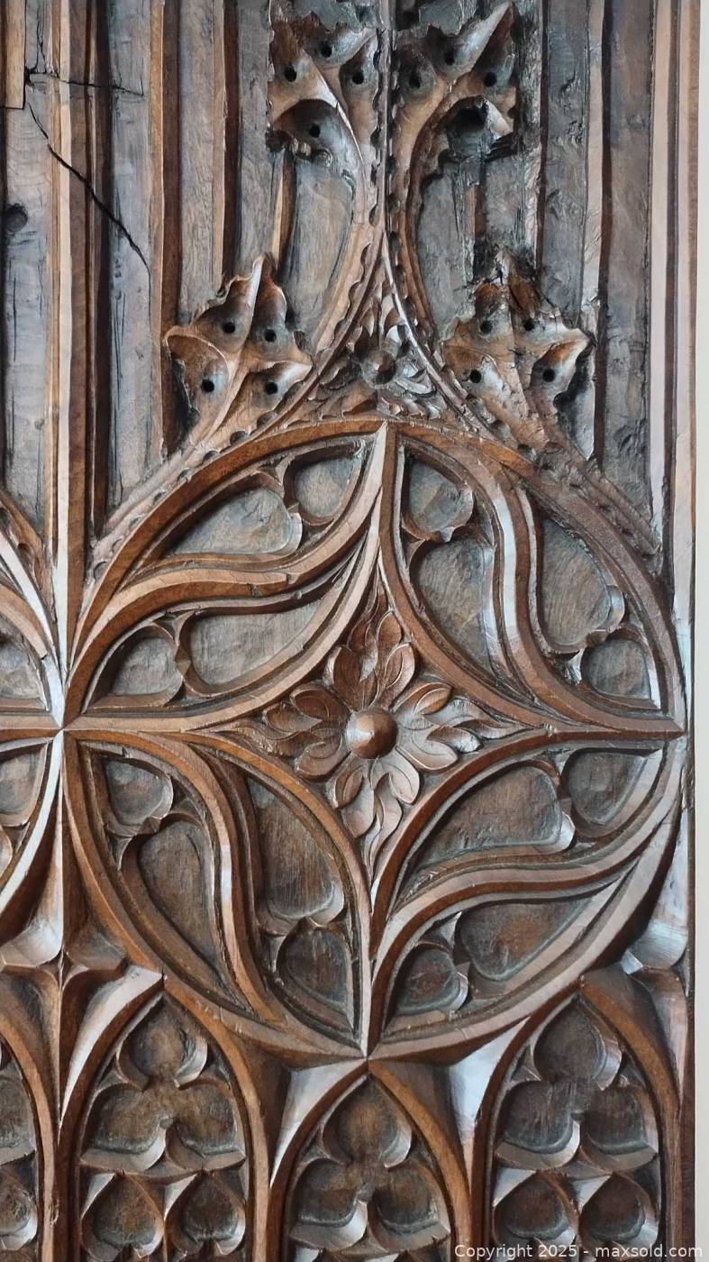 Hand-carved Gothic Revival wood wall panel | Maxsold