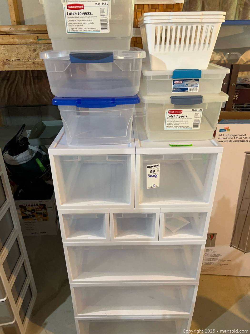 Sterilite plastic drawer tower with bins | Maxsold