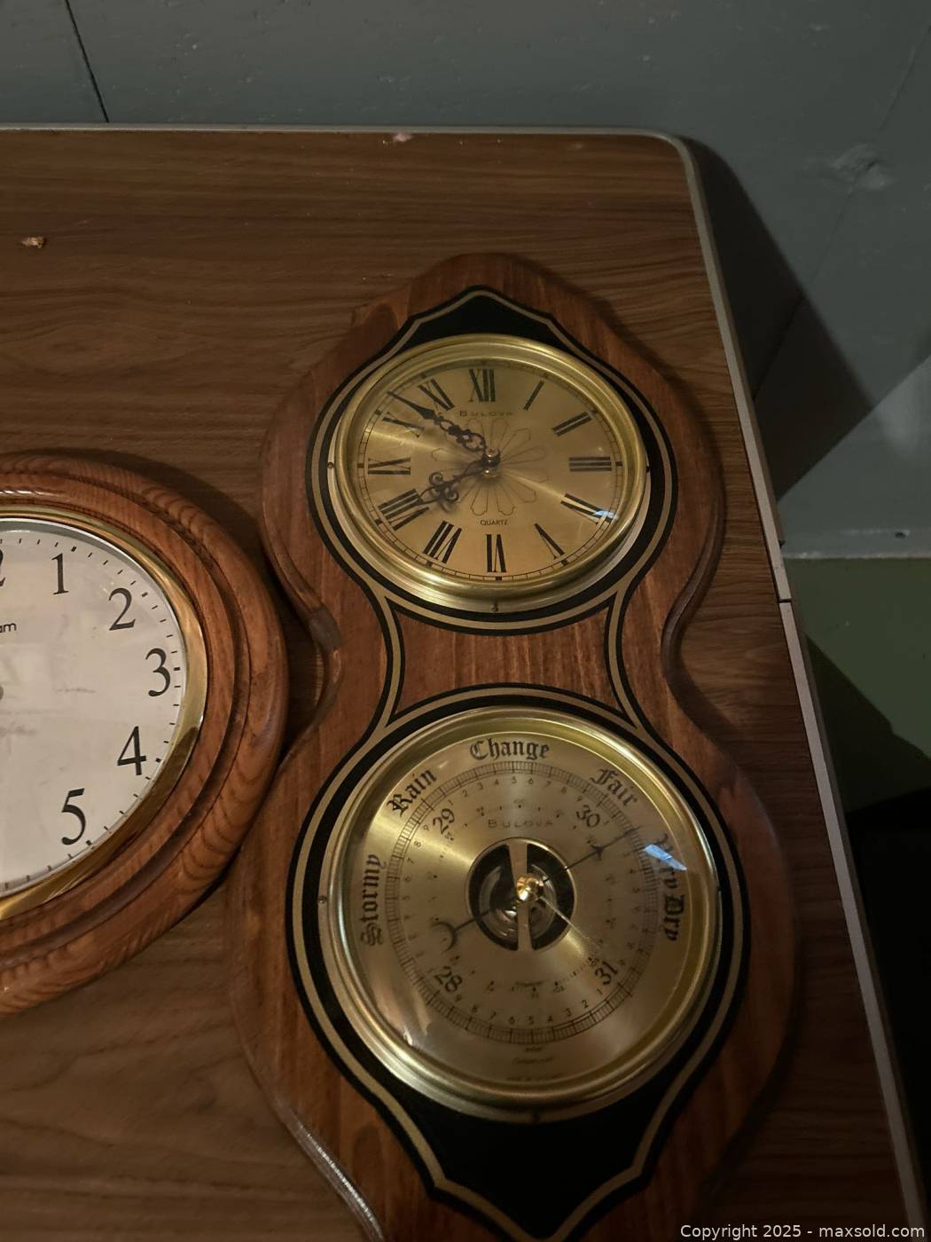 Bulova weather station and Ingram wall clock | Maxsold