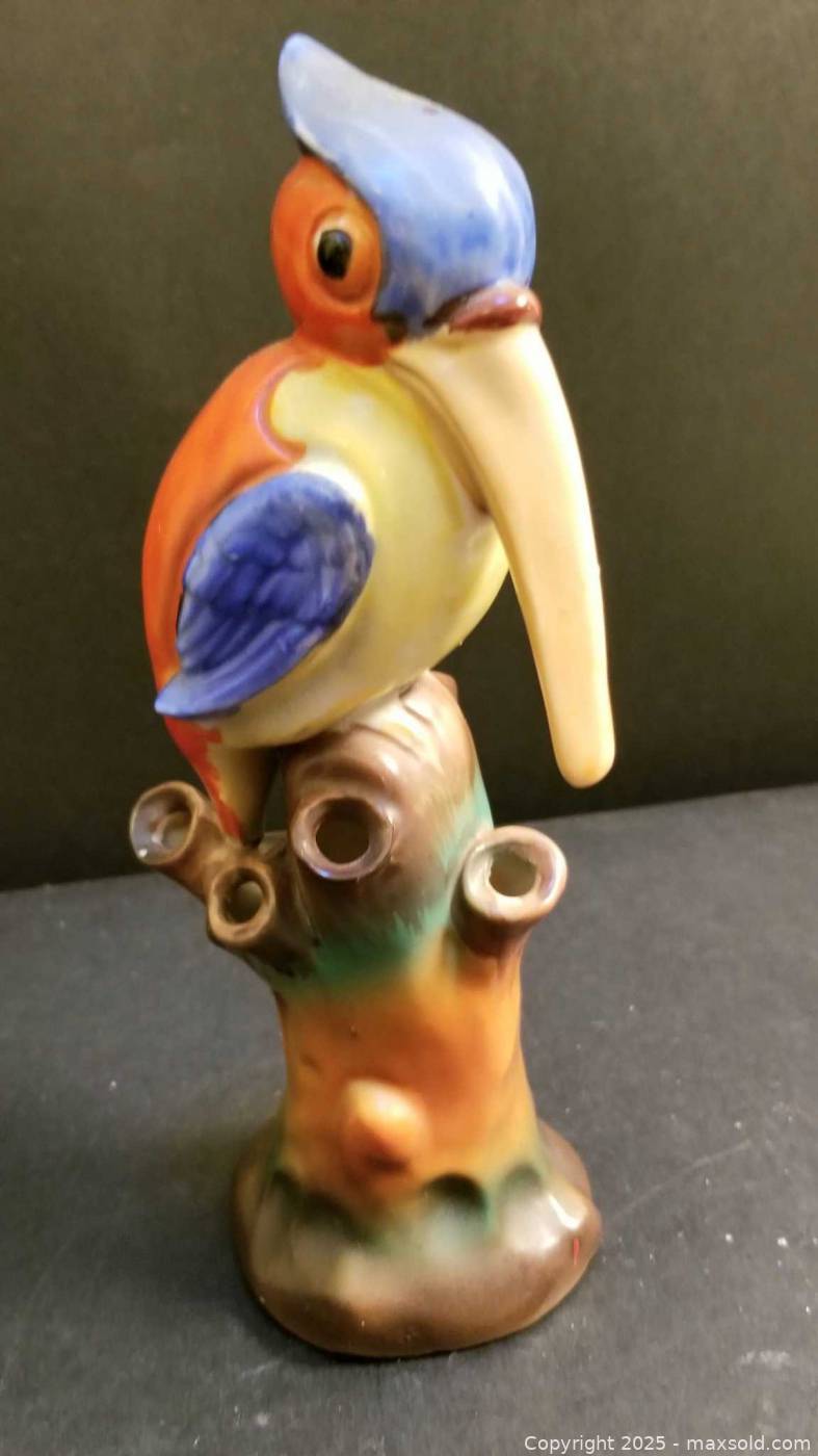 German ceramic bird figural flower frog 8" | Maxsold