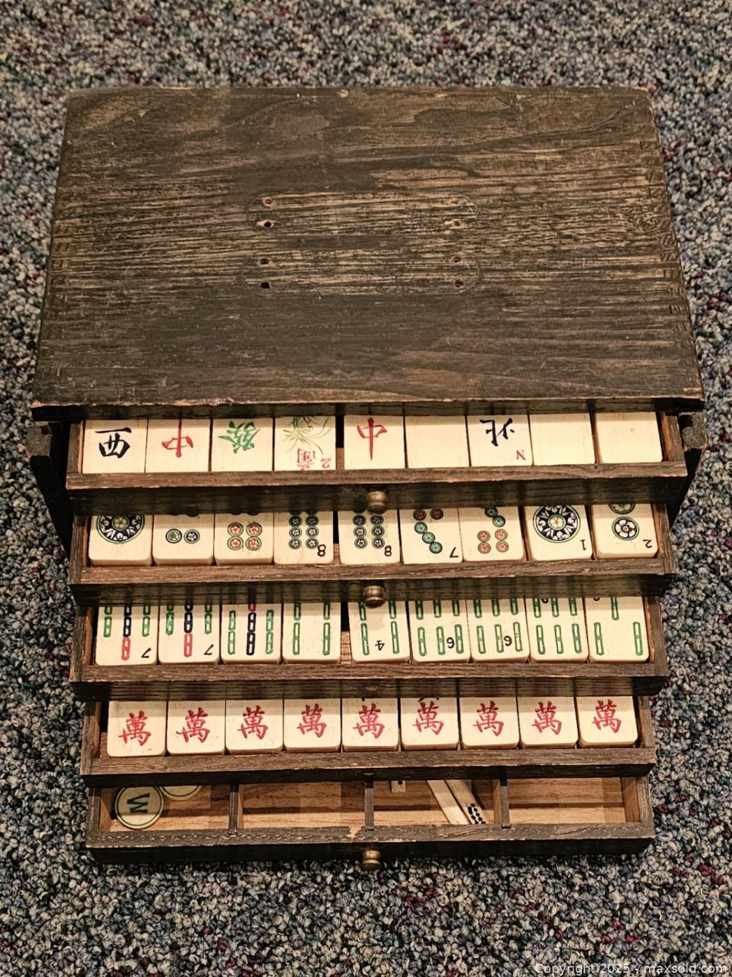 Antique Bone & Bamboo Mahjong Set, Rosewood Case | Maxsold