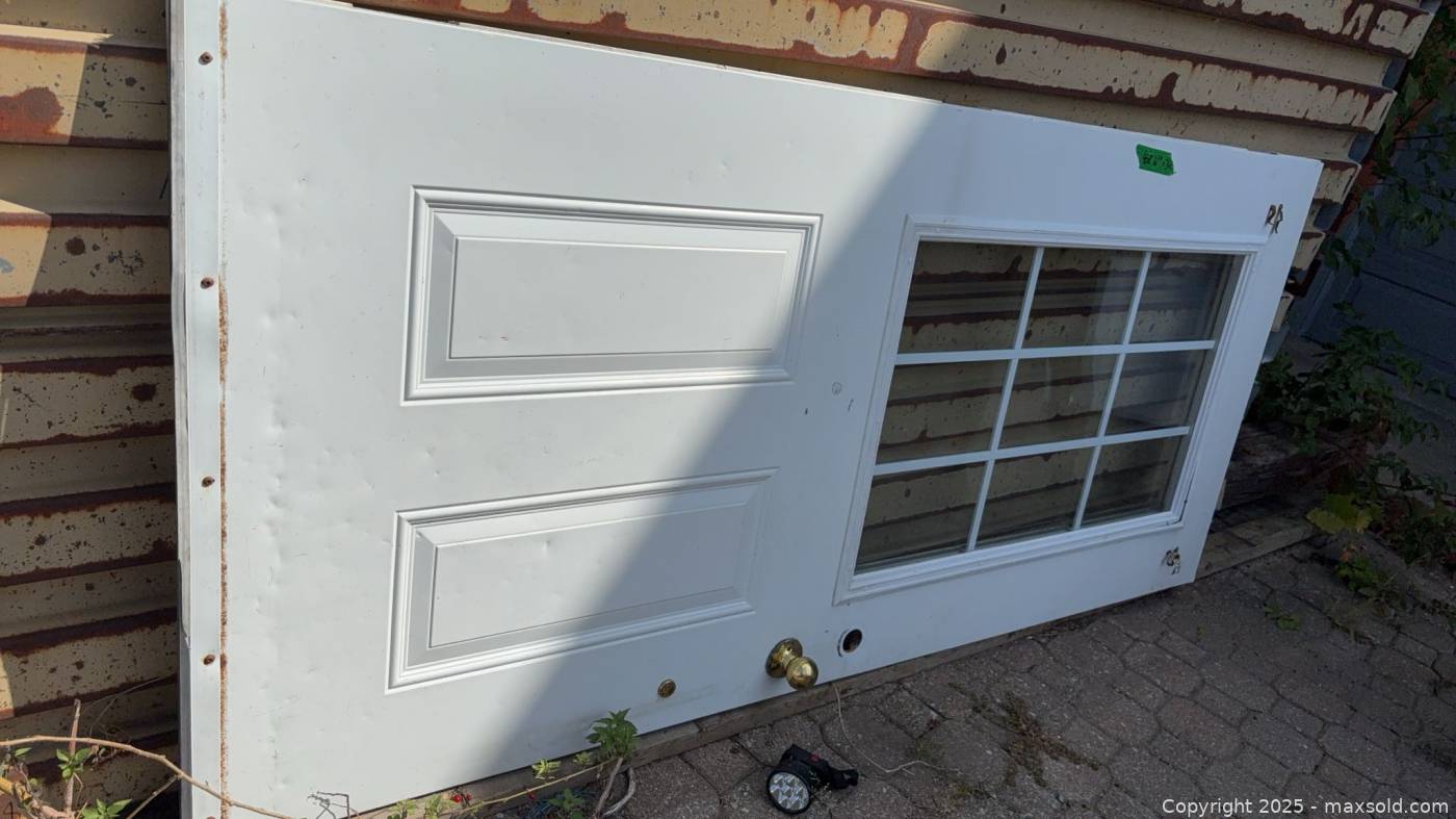 6ft x 3ft exterior entry door slab with half-lite glass | Maxsold