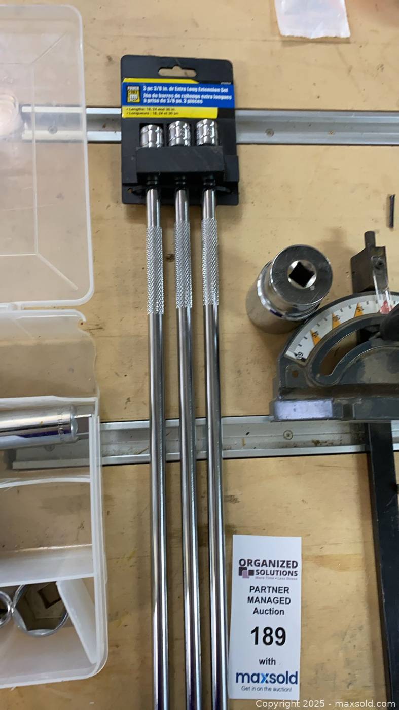Power Fist 3-pc 3/8" Extension Bars, Mitre Gauge, Assorted Sockets ...