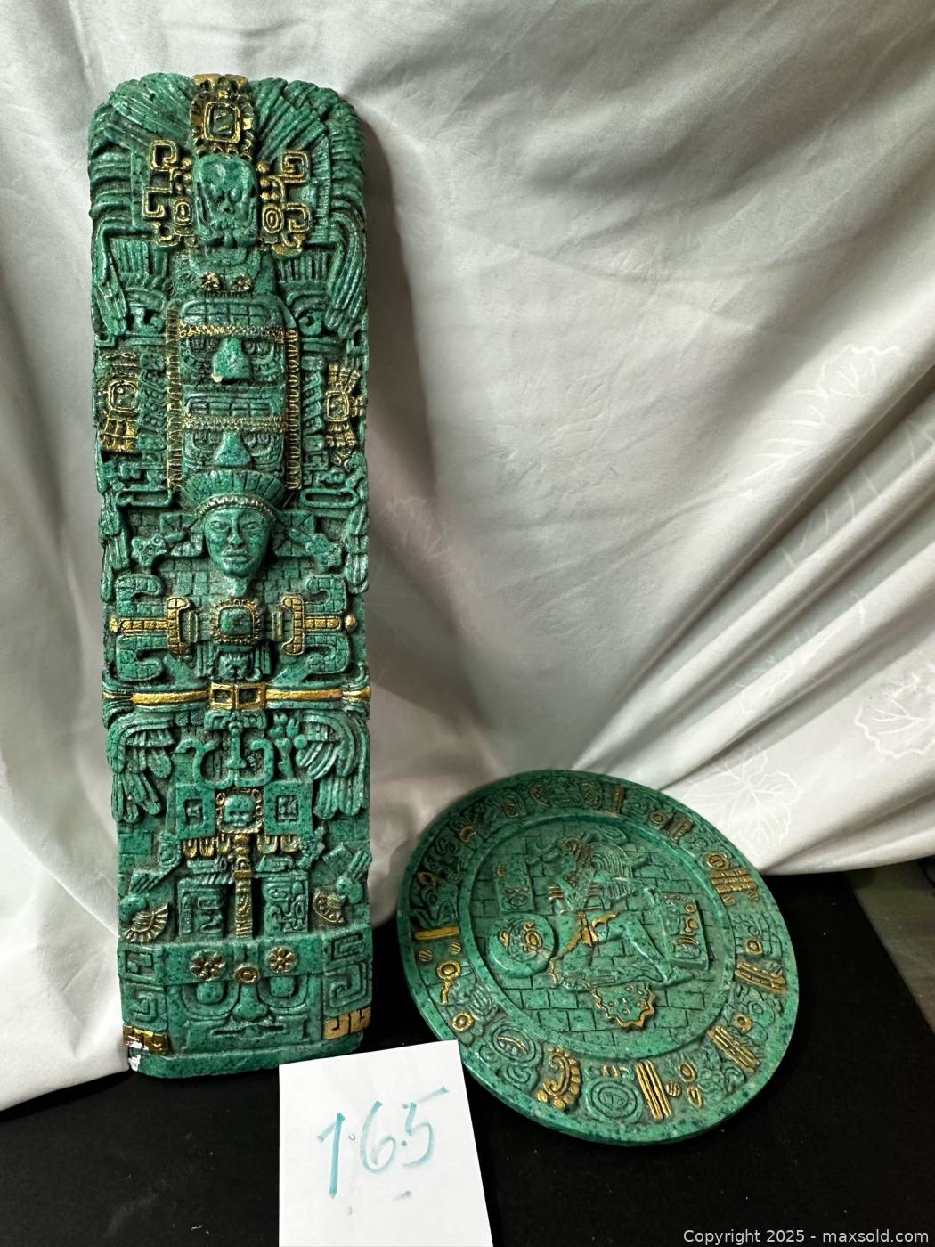 Mayan-inspired resin wall plaque and calendar disc | Maxsold