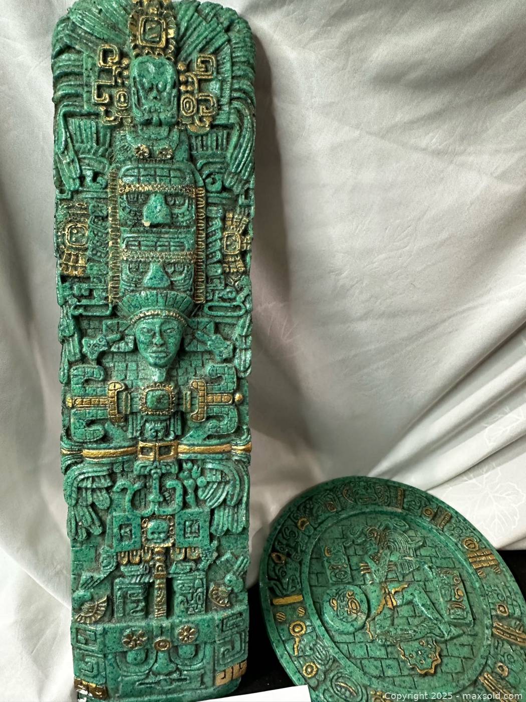 Mayan-inspired resin wall plaque and calendar disc | Maxsold