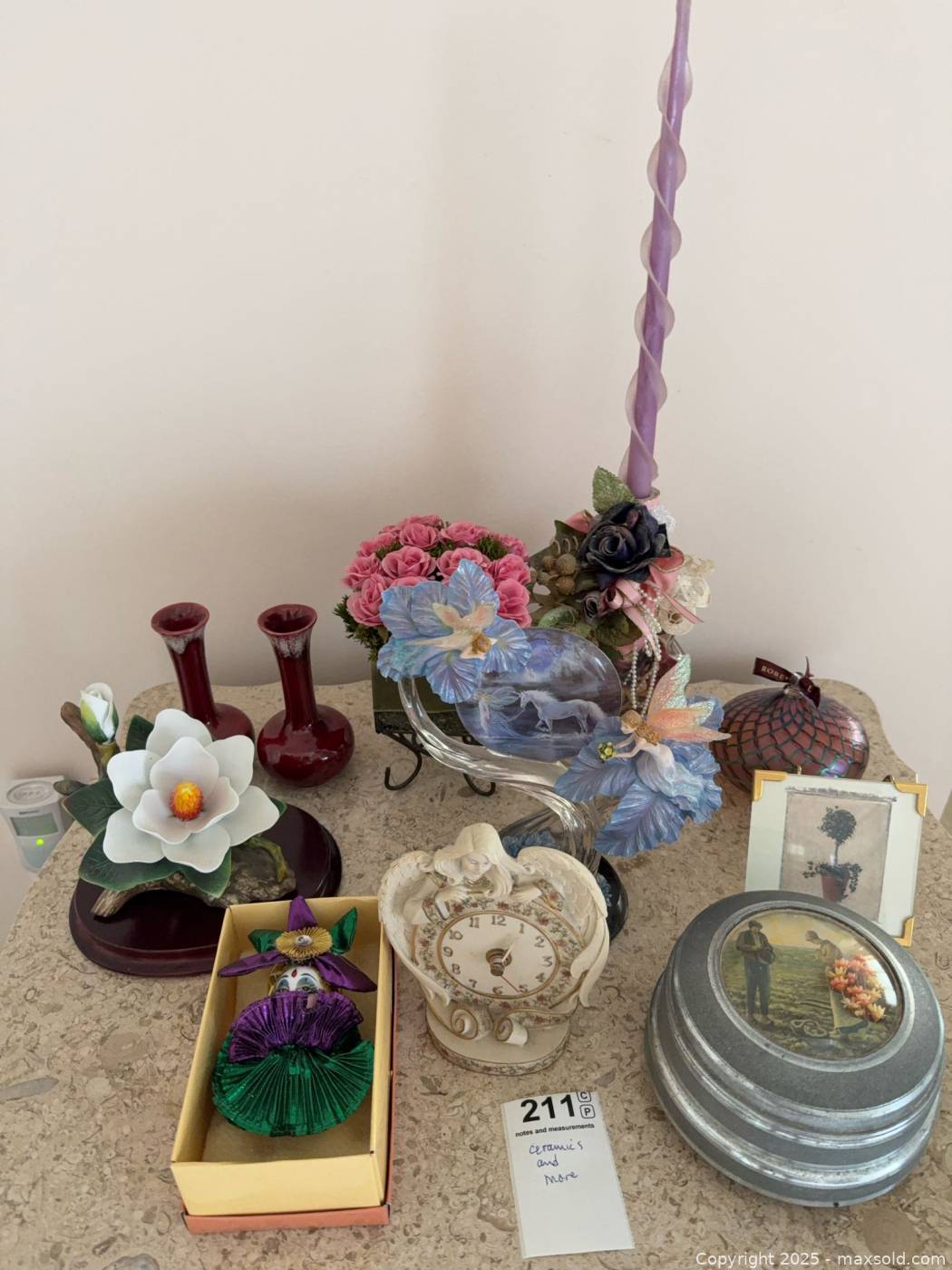 Vintage powder puff music box, Paul Sebastian magnolia flower, signed ...
