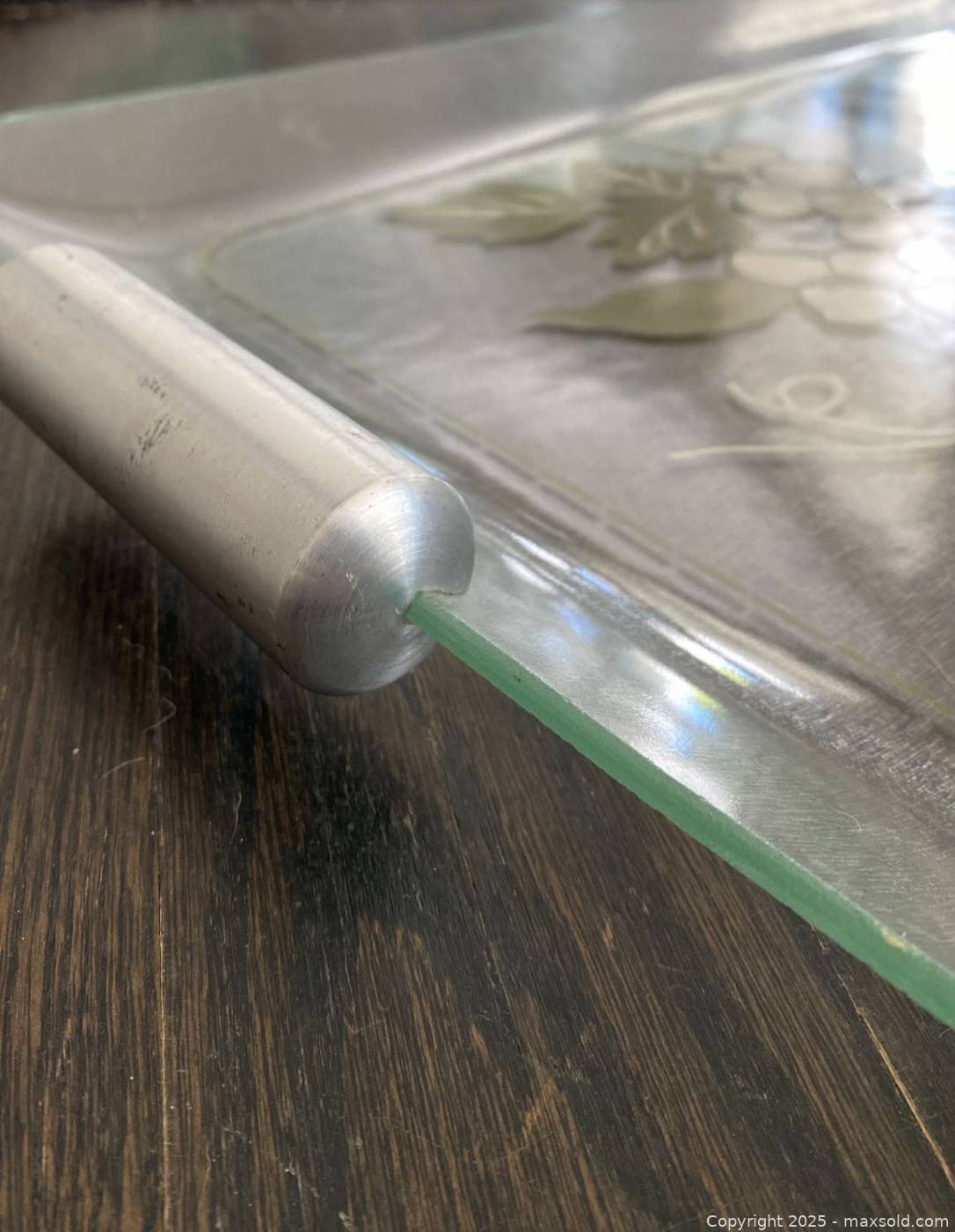 Vintage frosted glass serving tray with metal handles | Maxsold