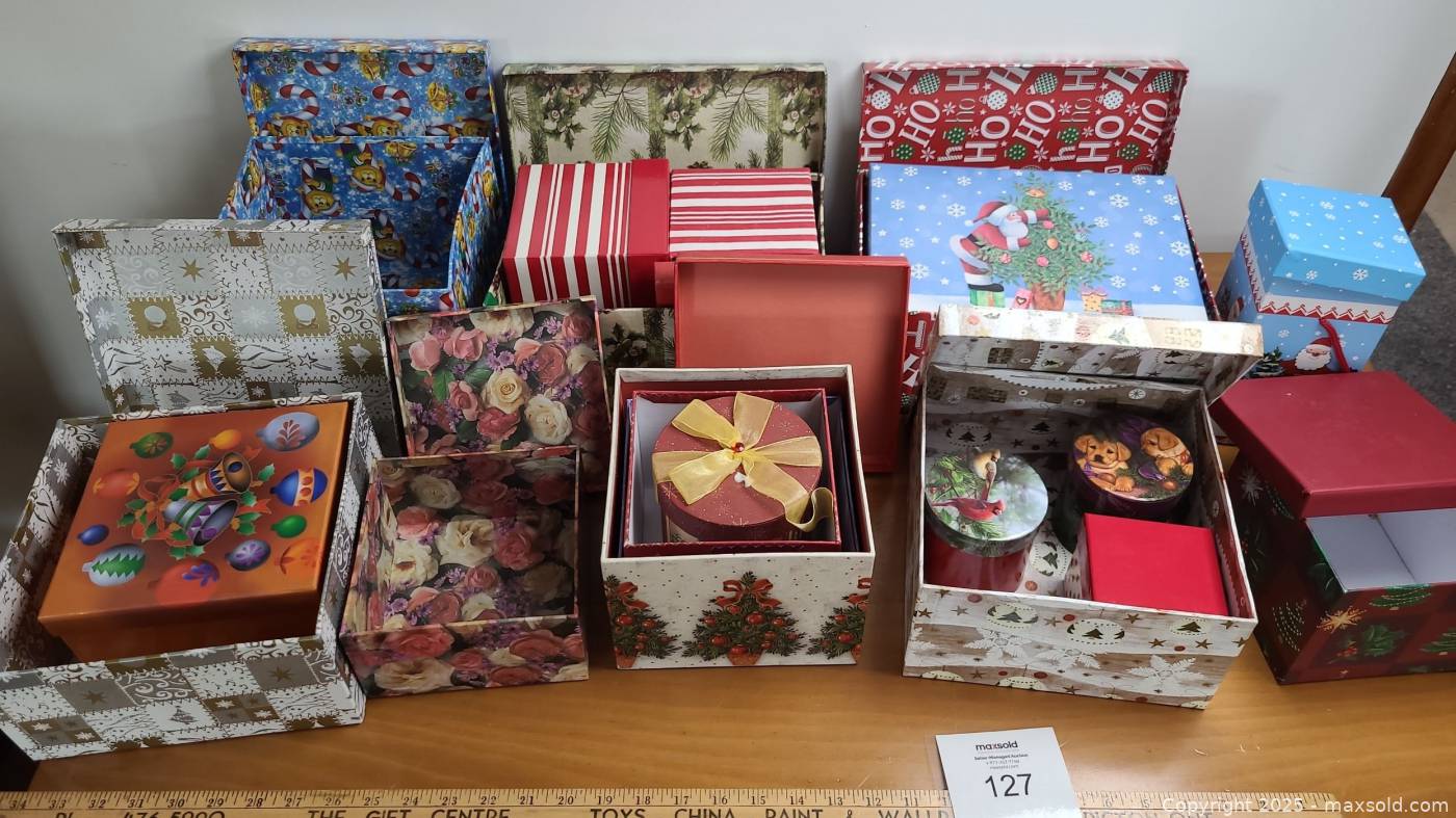 Assorted decorative Christmas gift boxes | Maxsold