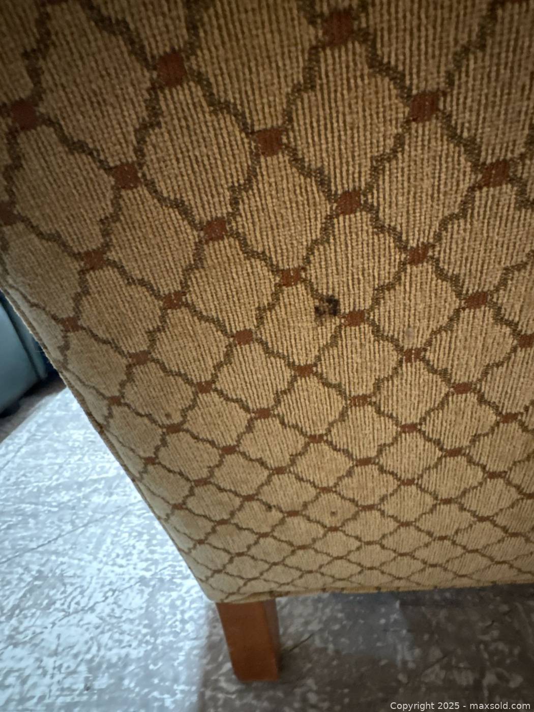 Three seat patterned fabric sofa | Maxsold