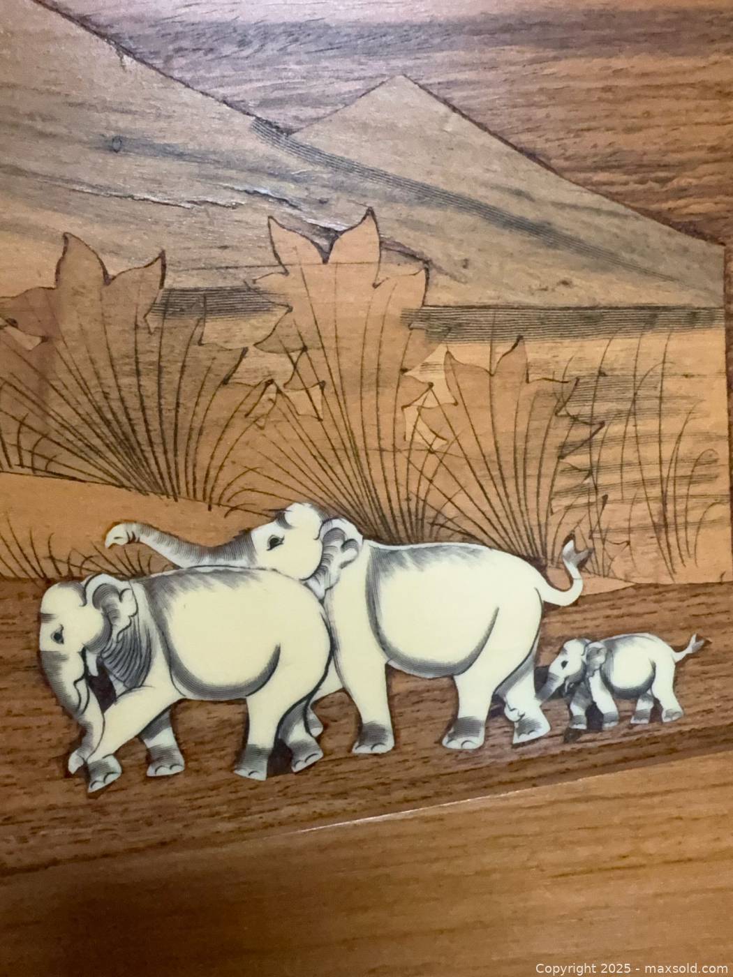 Vintage Indo Indian Rosewood Bone Inlay Panel Plaque | Maxsold