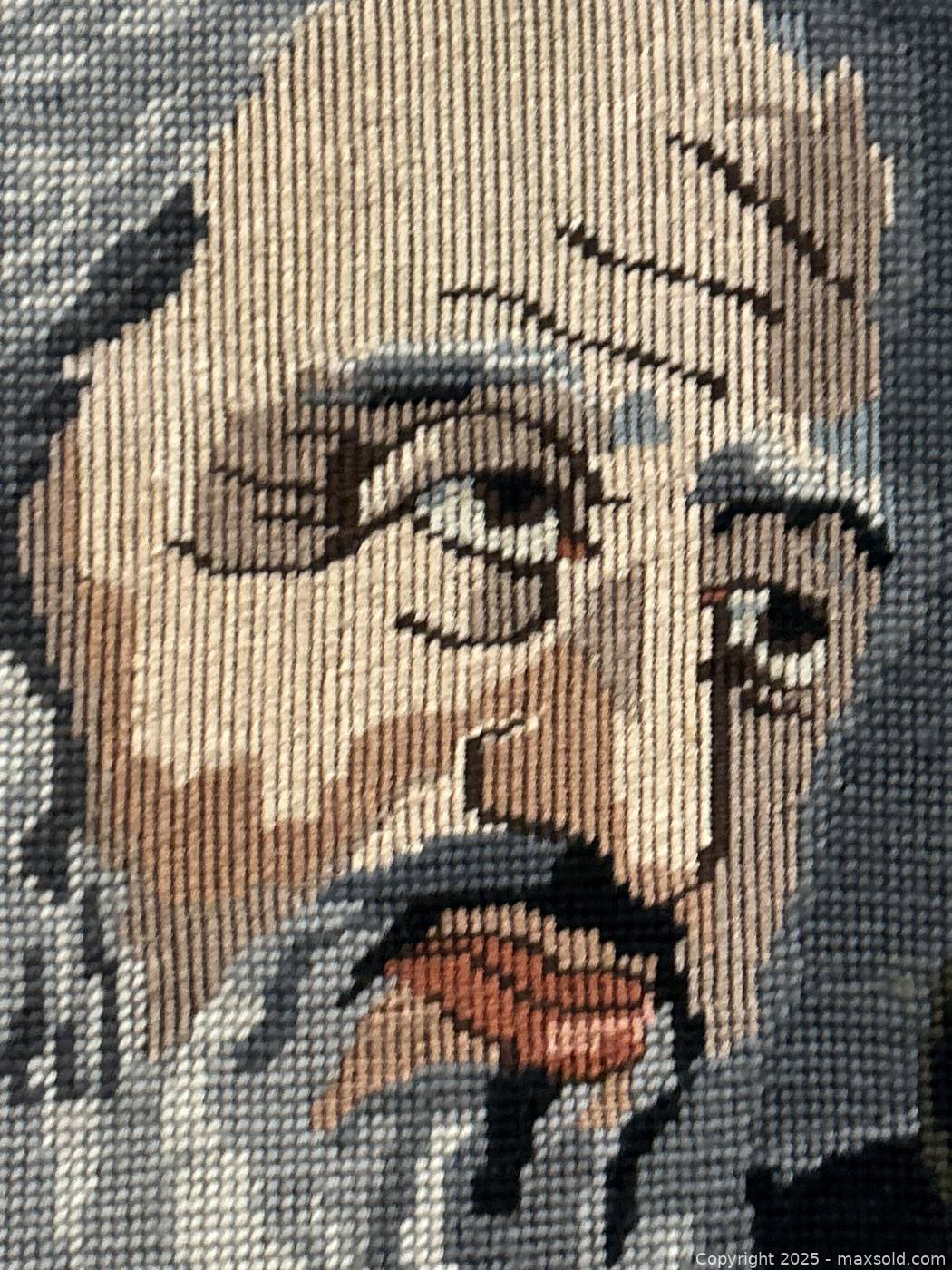Framed Needlepoint of Two Rabbis | Maxsold