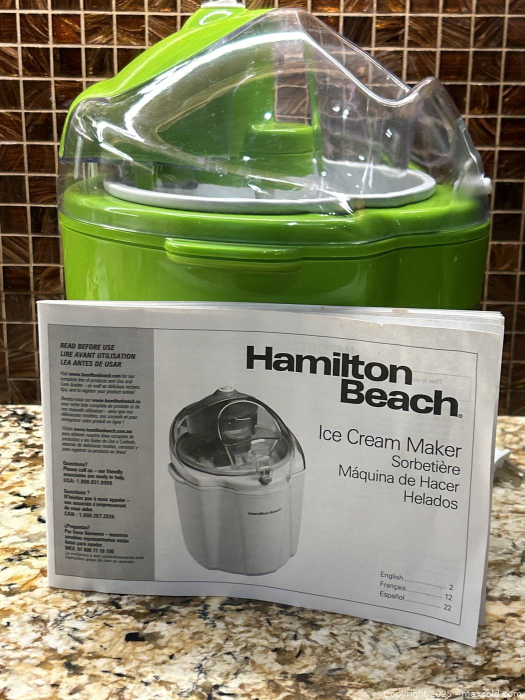 Hamilton Beach lime green ice cream maker | Maxsold