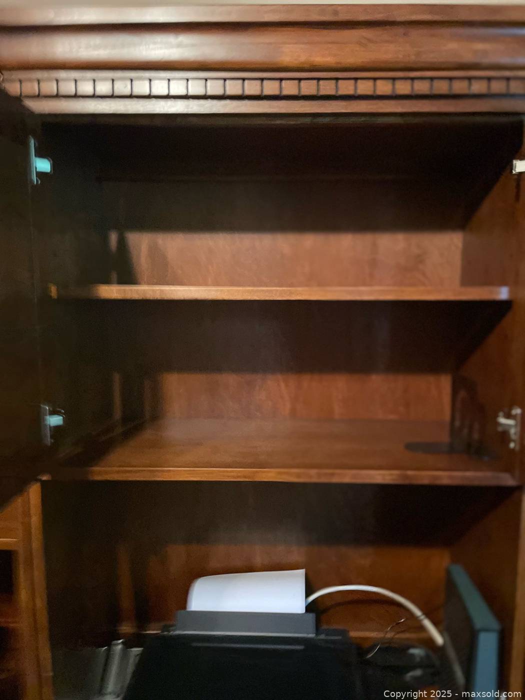 Solid wood computer printer cabinet 30x22x76 | Maxsold