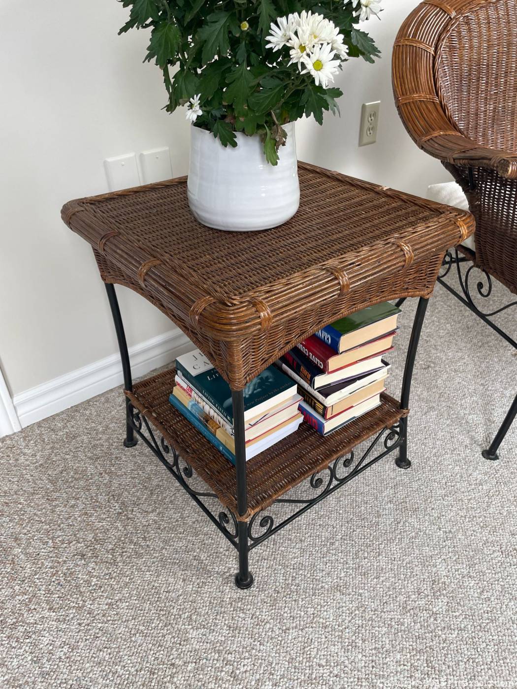Pier 1 wicker and metal side table | Maxsold