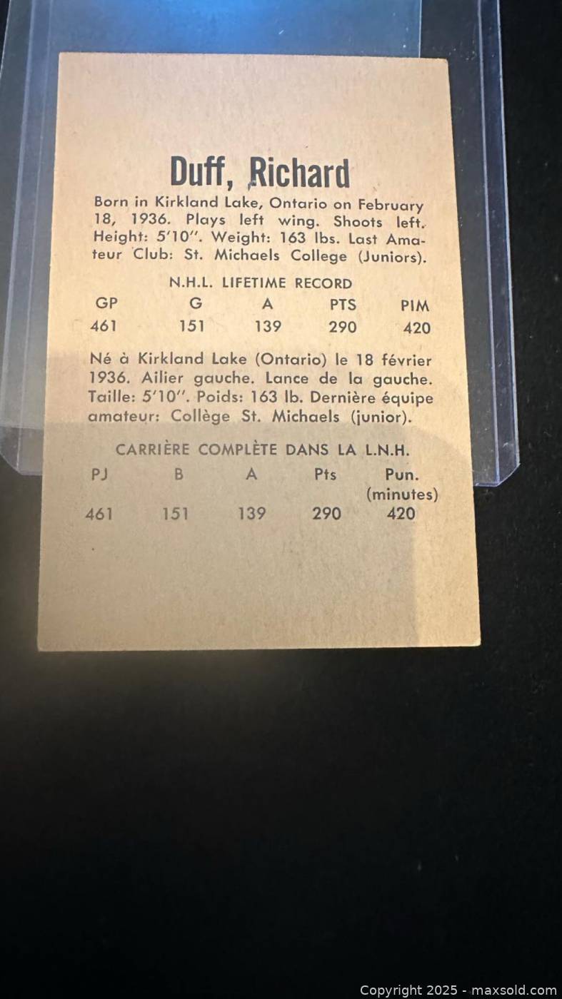 1962-63 Parkhurst #2 Richard Duff hockey card | Maxsold