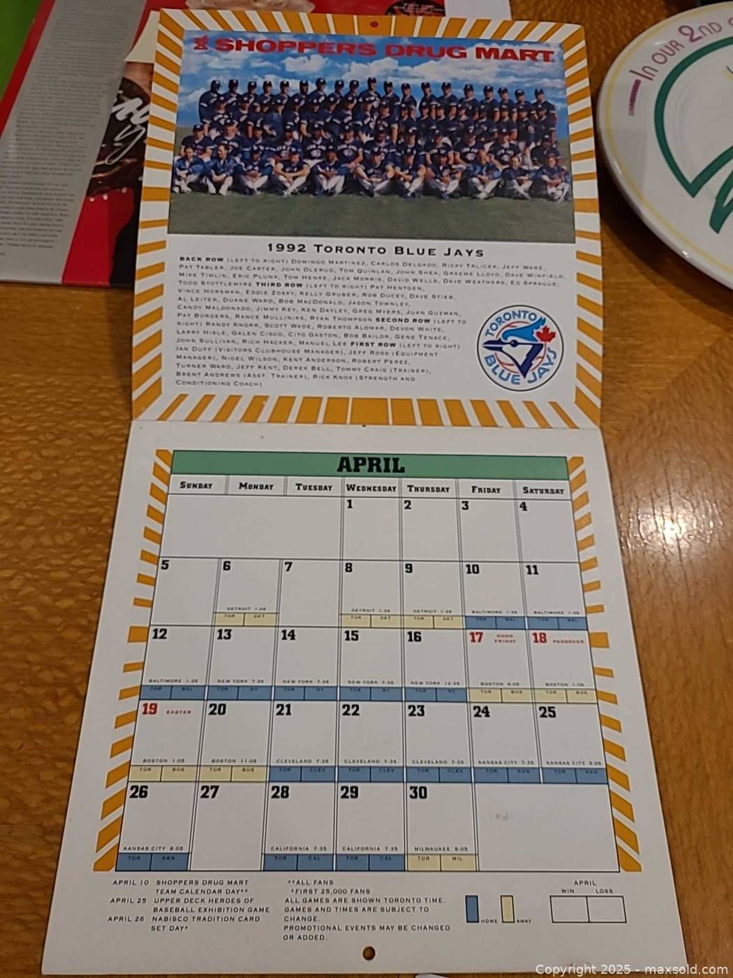 Pair 1992 Toronto Blue Jays wall calendars | Maxsold