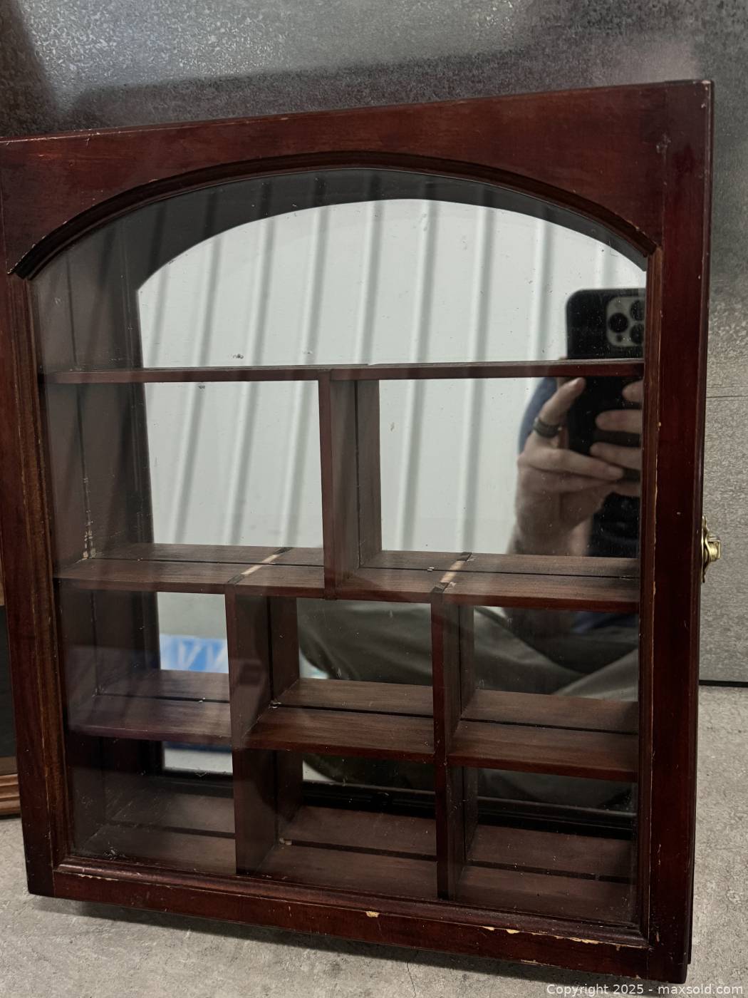 Glass-Door Mirrored Curio Cabinet and Slotted-Rail Display Rack | Maxsold