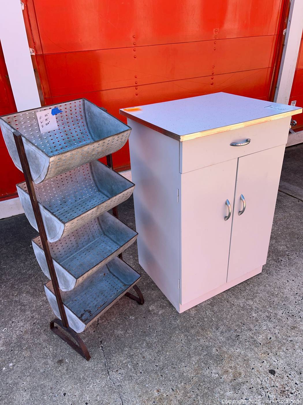 4-Tier Galvanized Bin Rack & Metal Cabinet | Maxsold